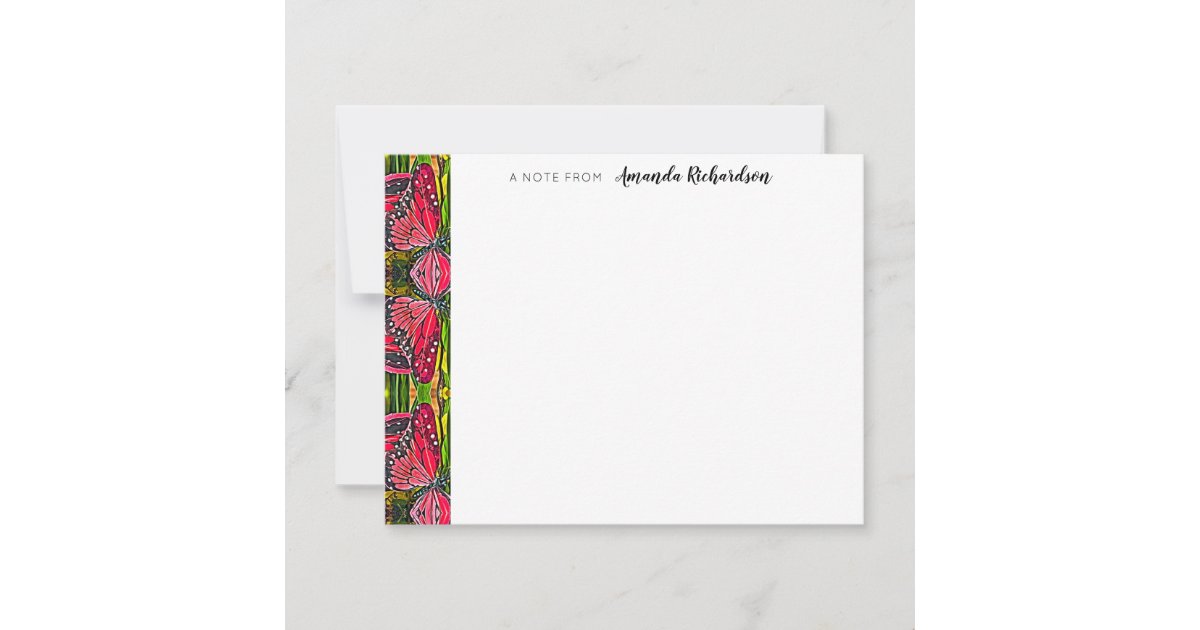 Vibrant Red Butterflies Personalized Note Card | Zazzle