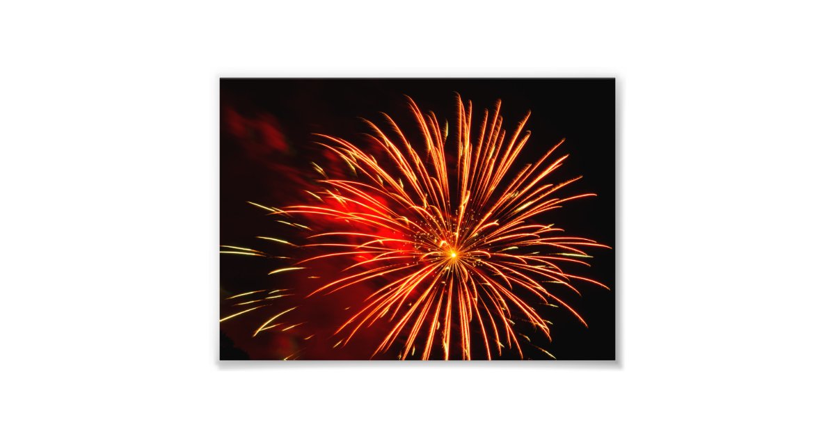 vibrant red fireworks display against black sky photo print | Zazzle