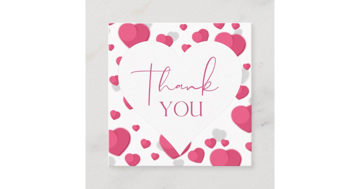 Vibrant Romantic Hearts Valentines Day Thank You Square Business Card ...