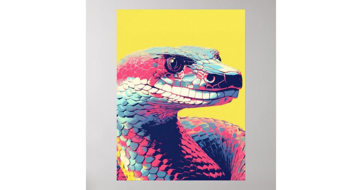 Vibrant Serpent: Pop Art Snake Poster | Zazzle