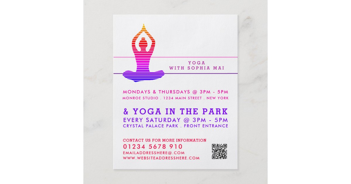 Vibrant Striped Yoga Class Advertising Flyer | Zazzle
