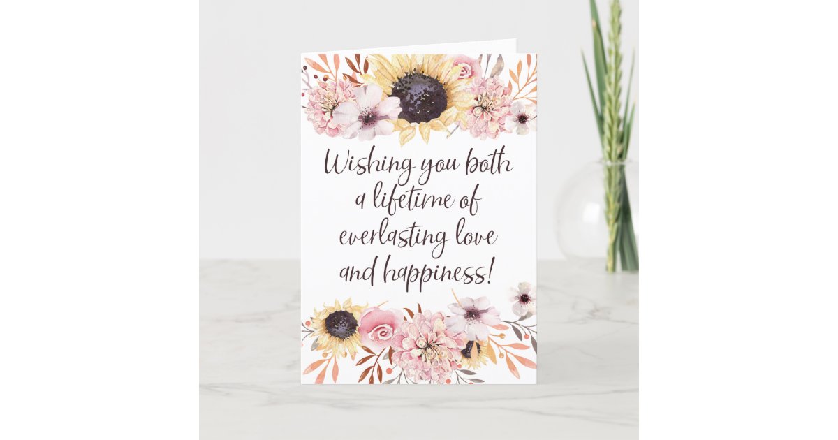 Vibrant Sunflowers Wedding Congratulations Card | Zazzle