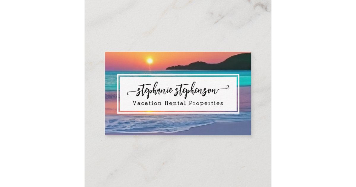 Vibrant Sunset Beach Spa Travel Vacation Business Card | Zazzle