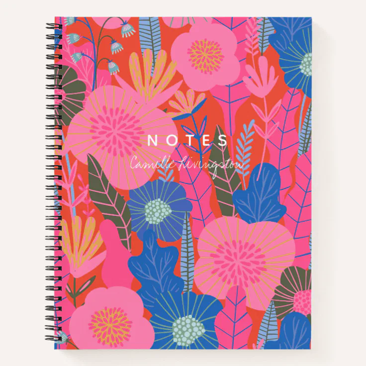Vibrant Tropical Floral Jungle Red Personalized Notebook | Zazzle