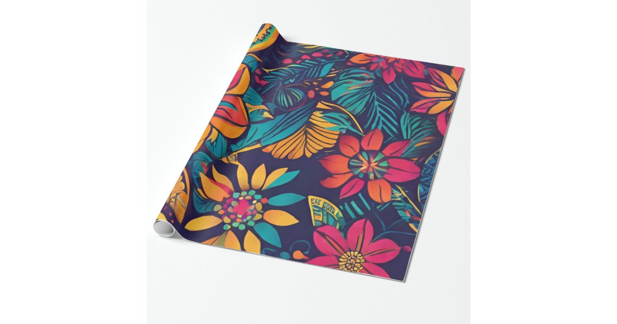 Vibrant Tropical Floral Wrapping Paper | Zazzle