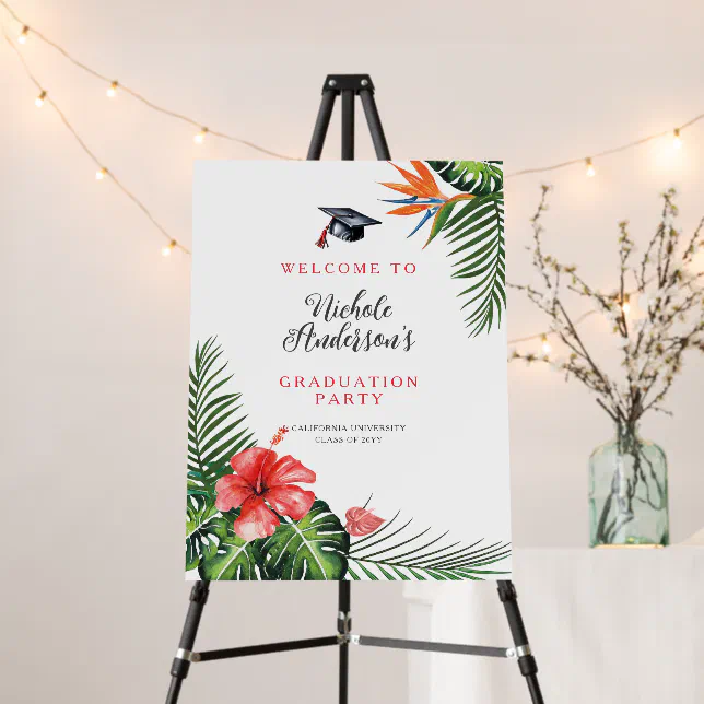 Vibrant Tropical Graduation Party Welcome Sign | Zazzle