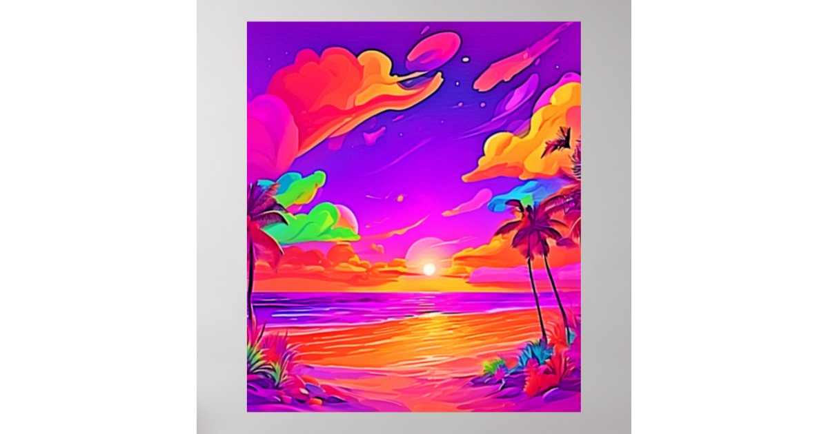 Vibrant Tropical Sunset Poster | Zazzle