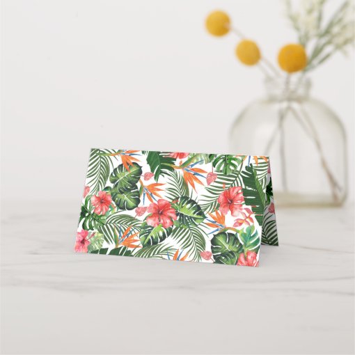 Vibrant Tropical Themed Wedding Place Card | Zazzle