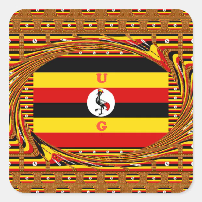 Vibrant Uganda Flag-Inspired Art Square Sticker | Zazzle