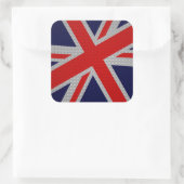 Vibrant Union Jack on Carbon Fiber Style Print Square Sticker | Zazzle