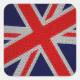 Vibrant Union Jack on Carbon Fiber Style Print Square Sticker | Zazzle