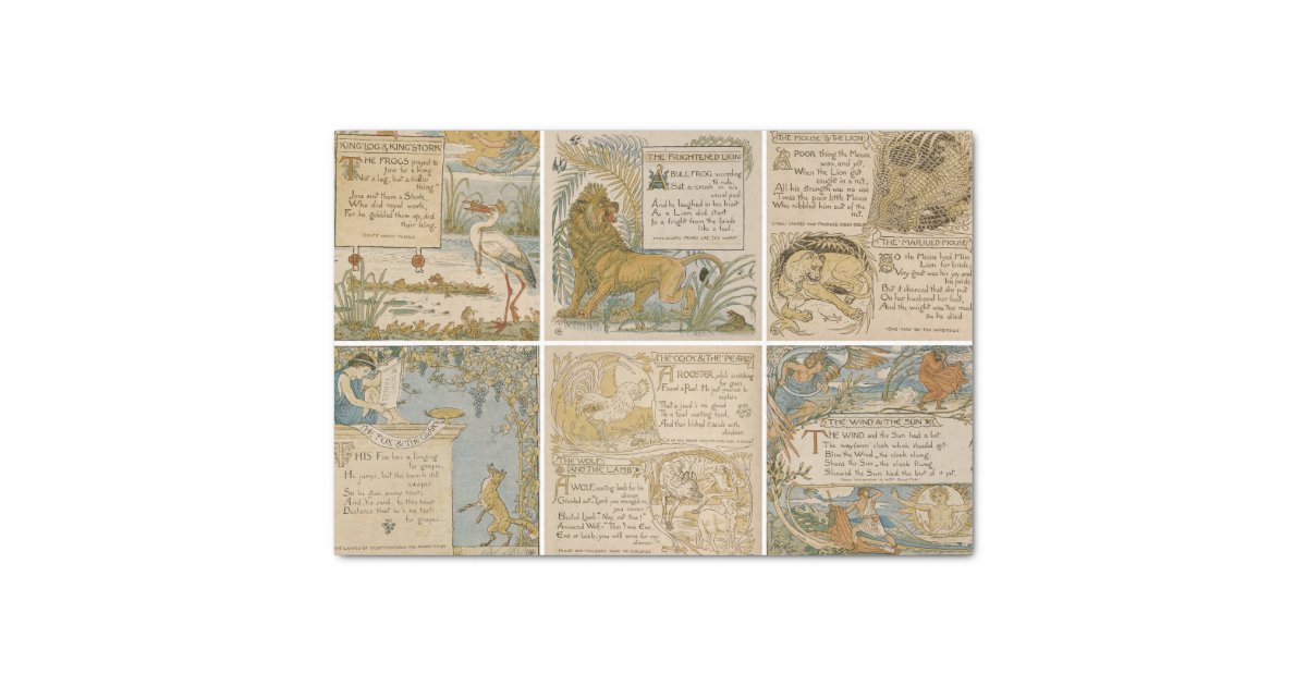 Vibrant Vintage Aesop's Fables Backgrounds Artist Tissue Paper | Zazzle