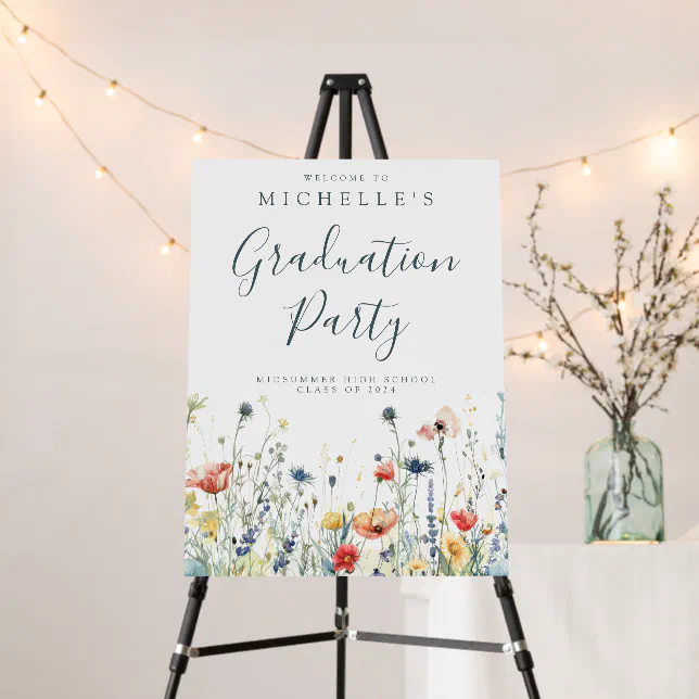 Vibrant Wildflower Graduation Party Foam Board | Zazzle