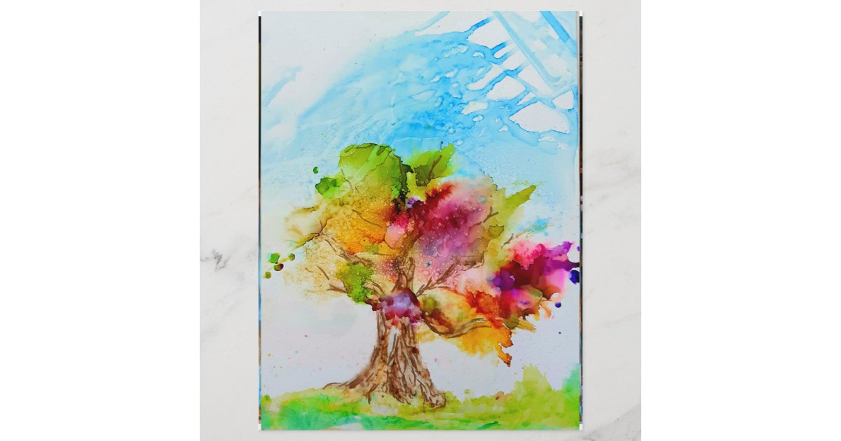 Vibrant Wind Blown Fantasy Tree Scrapbook Paper | Zazzle