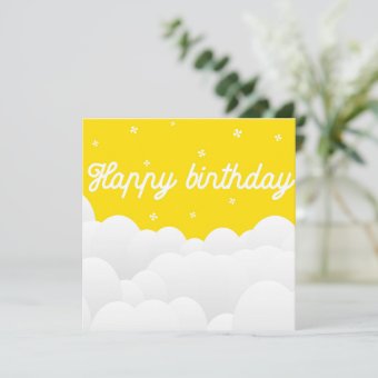 Vibrant yellow happy birthday party flyer poster card | Zazzle