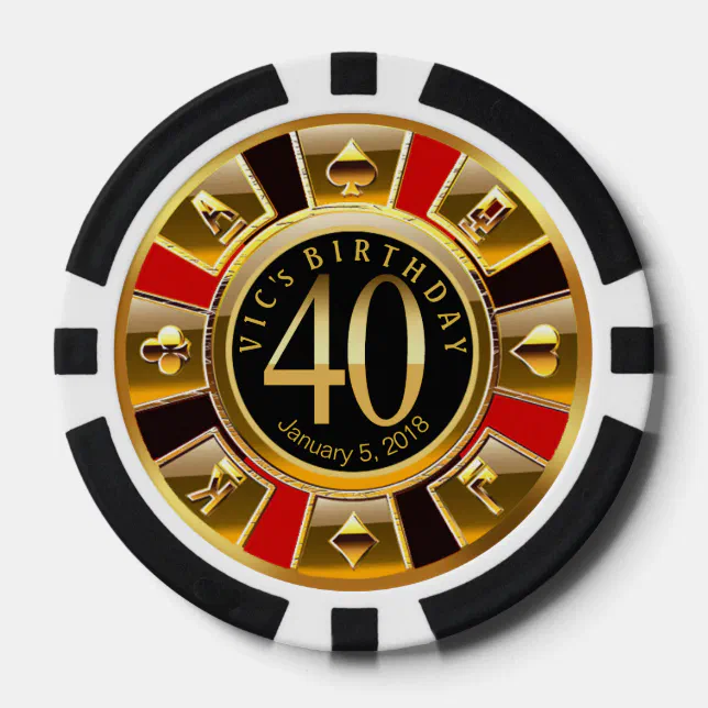 Vic's 40th Bday Poker Chips | Zazzle