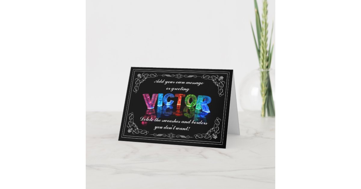 Victor - Name in Lights greeting card (Photo) | Zazzle