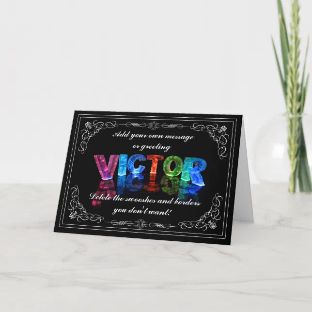 Victor - Name in Lights greeting card (Photo) | Zazzle