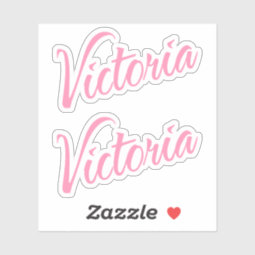 Victoria Decorative Name in Pink x2 Sticker | Zazzle