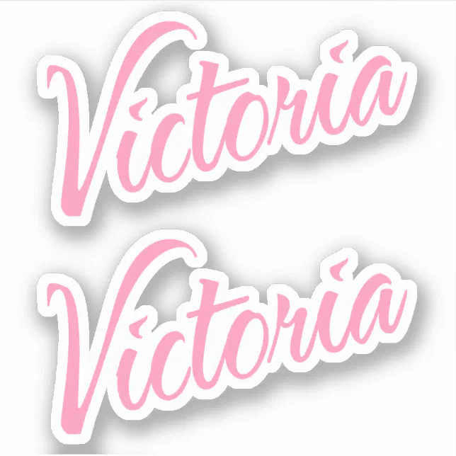 Victoria Decorative Name in Pink x2 Sticker | Zazzle