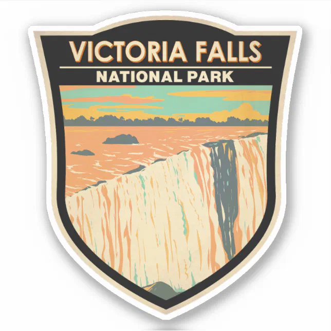 Victoria Falls National Park Travel Art Vintage Sticker | Zazzle