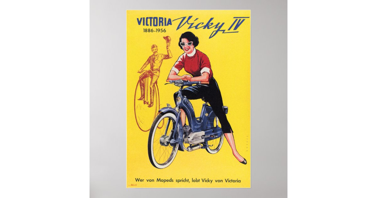 VICTORIA VICKY, Vintage Motorcycle Poster Ad | Zazzle