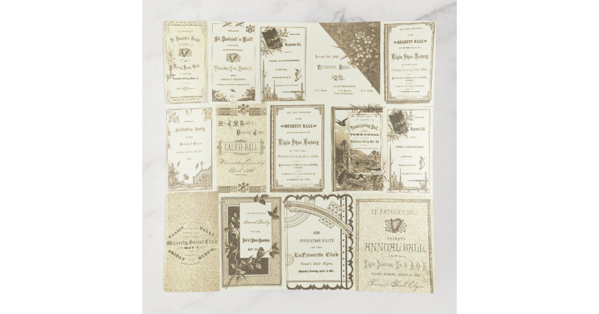 VICTORIAN 1880'S PARTY CLUB INVITATIONS SEPIA CUTE TRINKET TRAY | Zazzle