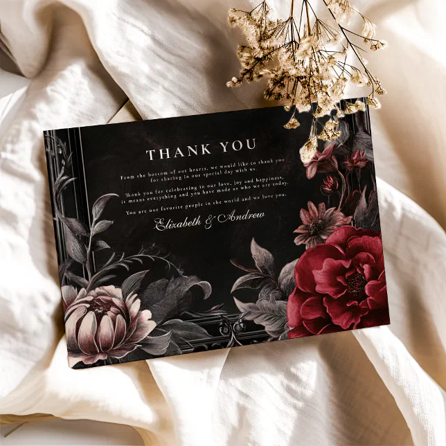 Victorian Art Nouveau Floral Wedding Thank You Card | Zazzle
