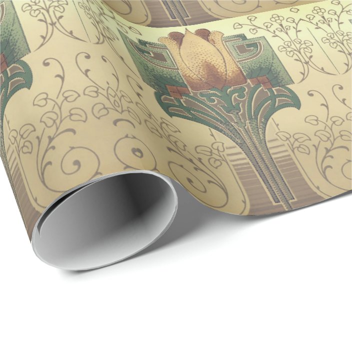Victorian arts and crafts flower pattern wrapping paper | Zazzle.com