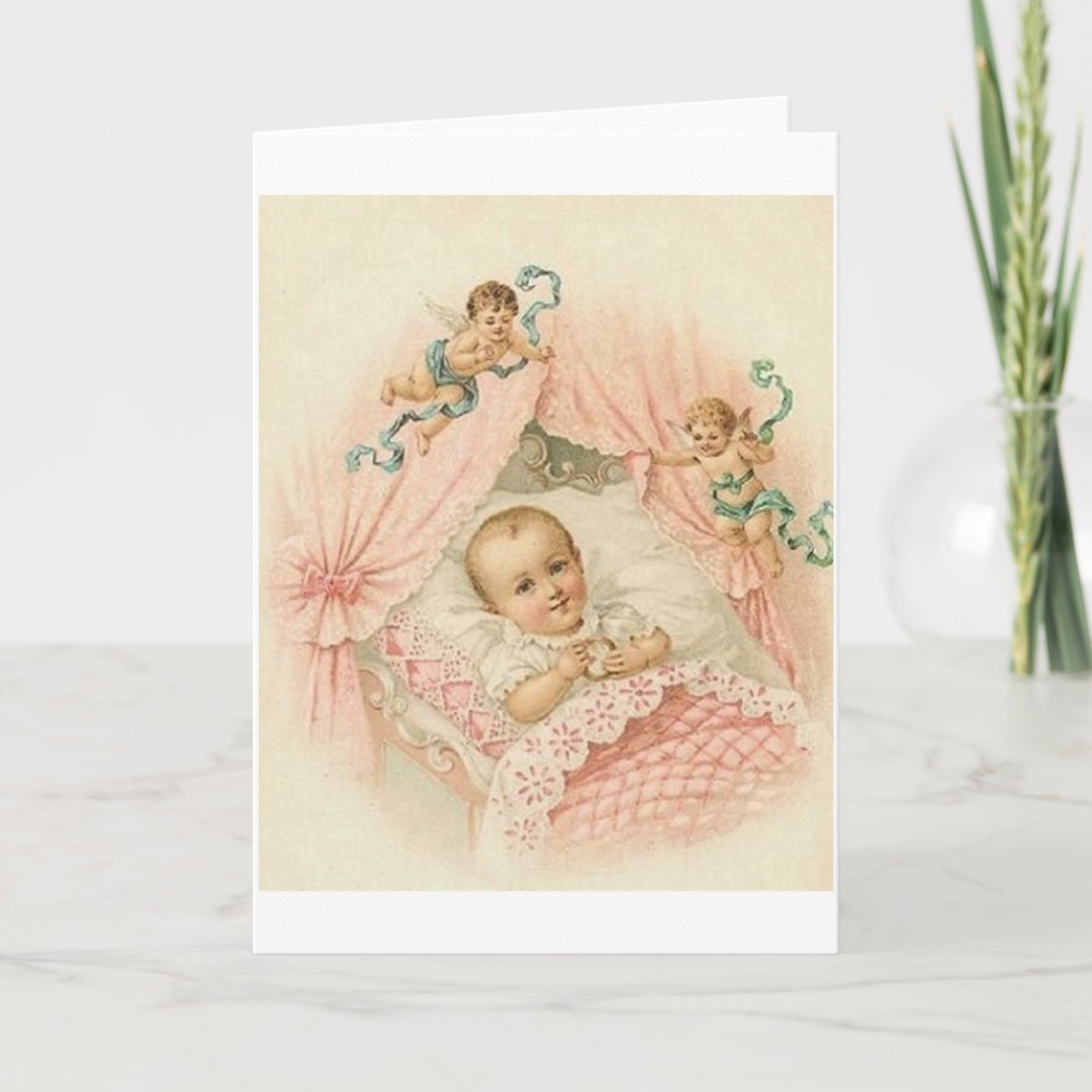 Victorian Baby And Angels Greeting Card | Zazzle