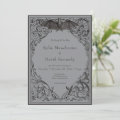 Victorian Bat Until Death Black & Gray Two Sided Invitation | Zazzle