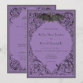 Victorian Bat Until Death Black & Purple Two Sided Invitation | Zazzle