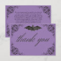 Victorian Bat Until Death Black & Purple Wedding Thank You Card | Zazzle