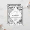 Victorian Bat Until Death Black & Tan Wedding Invitation | Zazzle