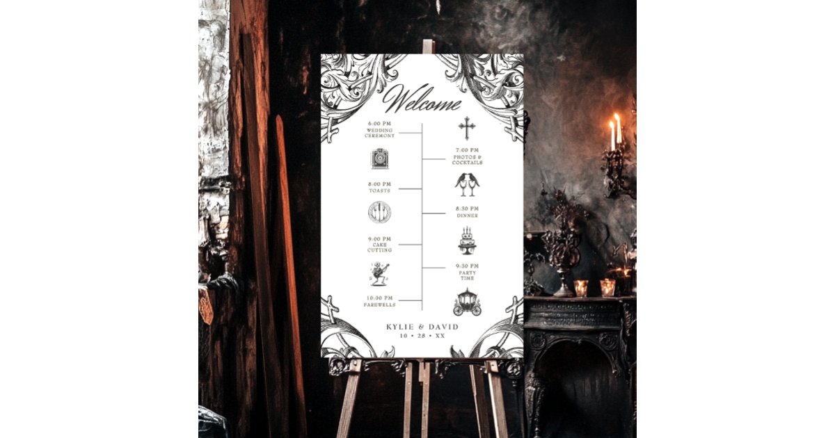 Victorian Bat Until Death Black & White Timeline Foam Board | Zazzle