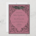 Victorian Bat Until Death Black & Wine Wedding Invitation | Zazzle