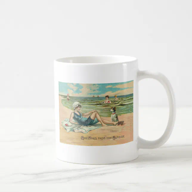 Victorian Beach Swim Girl Ocean Summer Vacation Coffee Mug | Zazzle