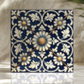 Victorian Blue and Ivory Daisy Pattern Ceramic Tile | Zazzle