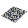 Victorian Blue and Ivory Daisy Pattern Ceramic Tile | Zazzle