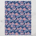 Victorian Blue and Pink Floral Scrapbook Paper | Zazzle