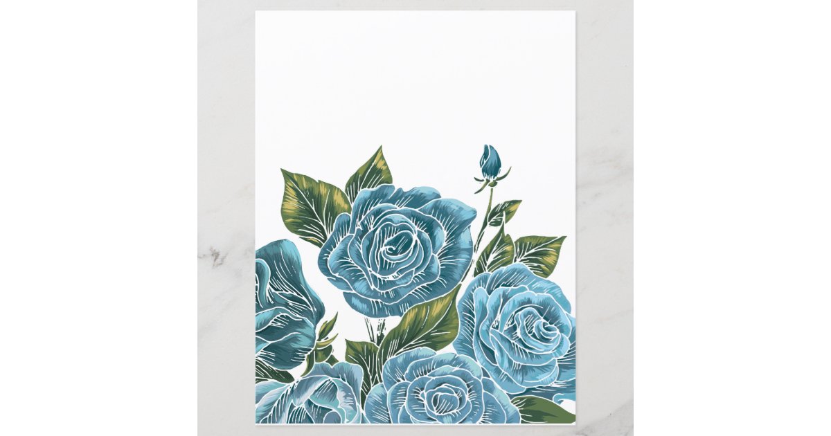 Victorian Blue Roses Journal Scrapbook Paper | Zazzle