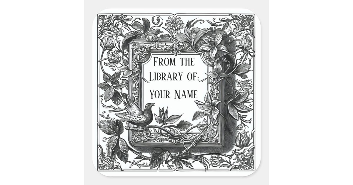 Victorian Bookplate with Bird | Zazzle