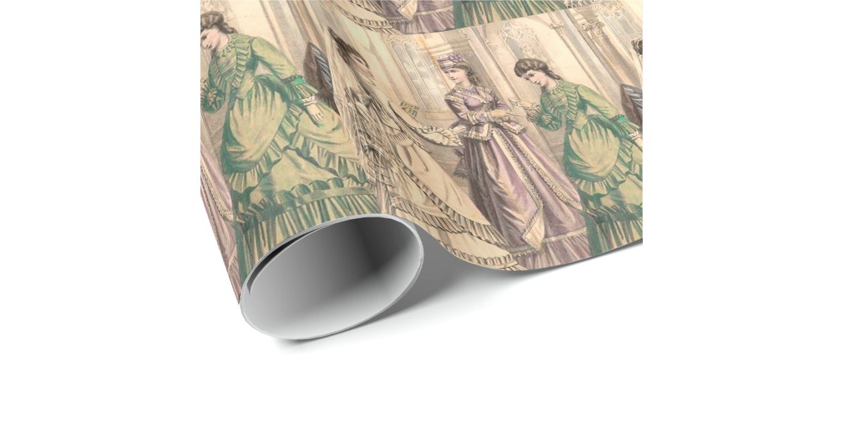 Victorian Bride and attendants Wrapping Paper | Zazzle
