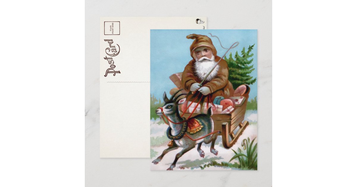 Victorian Brown Robed Santa Postcard | Zazzle