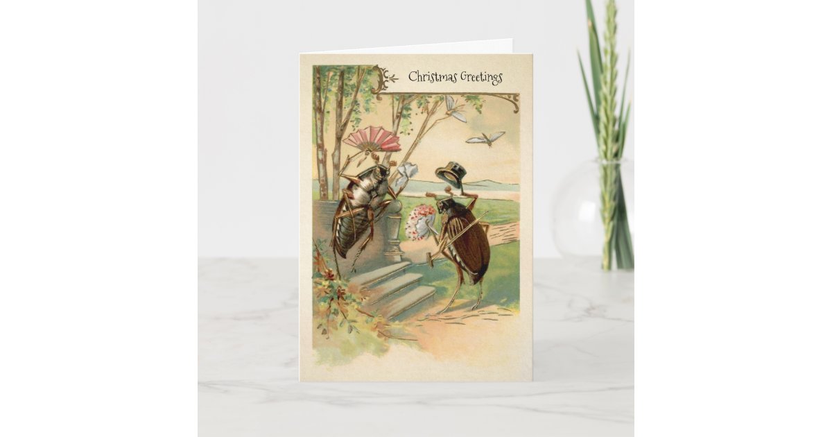 Victorian Bugs Holiday Card | Zazzle