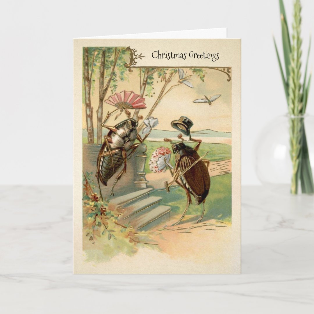 Victorian Bugs Holiday Card | Zazzle
