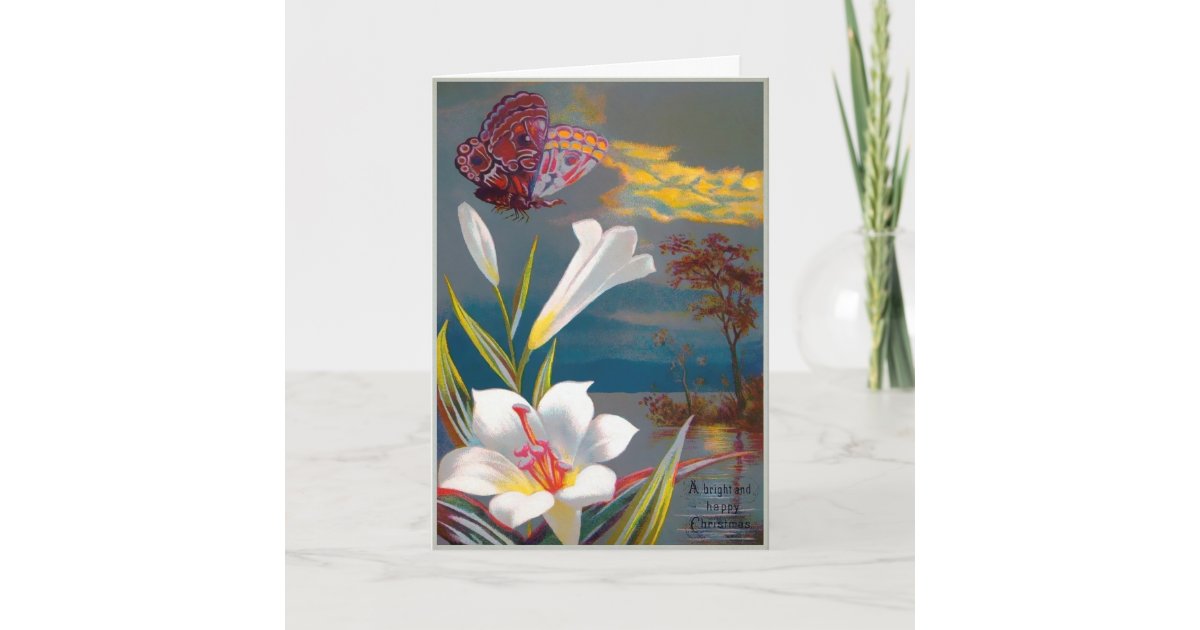 Victorian Butterfly Christmas Card | Zazzle