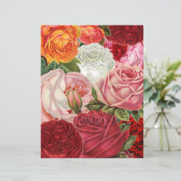 Victorian Cabbage Roses Collage Scrapbook Paper | Zazzle
