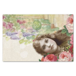 Victorian Cabbage Roses Woman Floral Tissue Paper | Zazzle