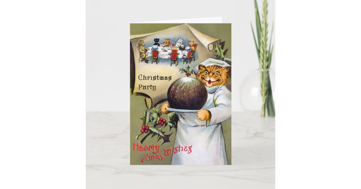 Victorian Cat Chef Christmas Card | Zazzle
